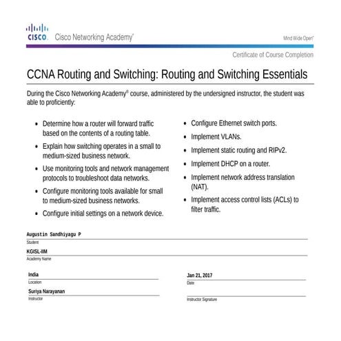 CCNA Training Certificate (2) | PPT