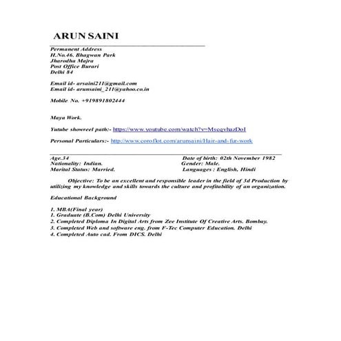 Arun saini CV | DOCX