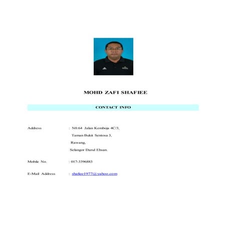 CV MOHD ZAFI 2 | DOCX