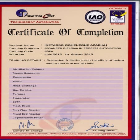 Advanced diploma in Industrial Automation | PDF