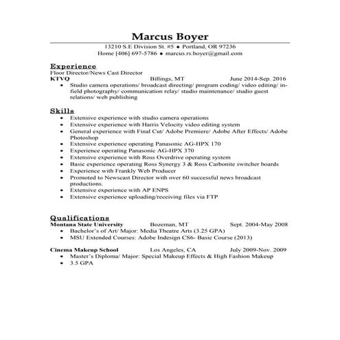 Marcus Boyer's Resume | DOC