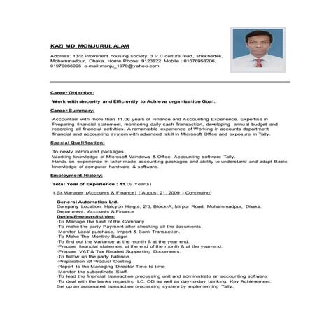 CV of Kazi Monjurul Alam | PDF