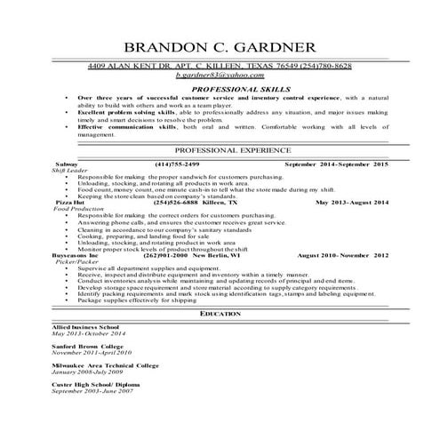BRANDON NEW RESUME | PDF