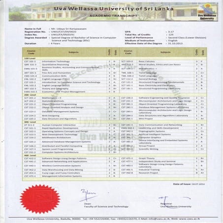 Udaya Sri Kariyawasam_Transcript | PDF