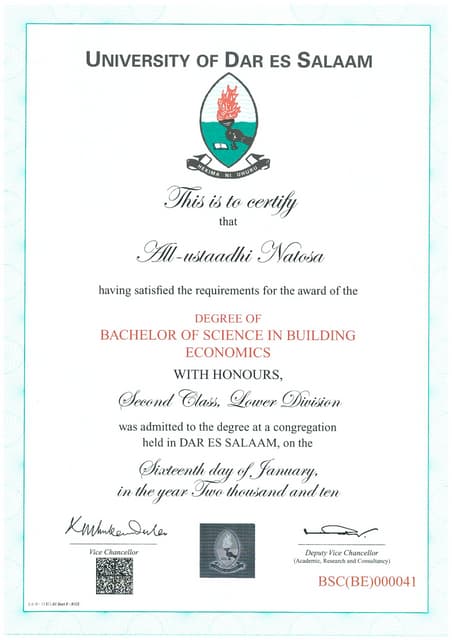 Form Six Certificate-1 | PDF