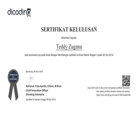 Academy Certificate(Android 1 Dicoding) | PDF