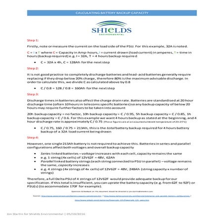 Guide to Calculating Battery Backup Capacity | DOCX