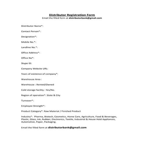Distributor Registration Form | DOC