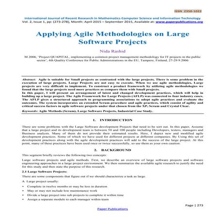 Applying Agile Methodologies for Large Projects-385 | PDF
