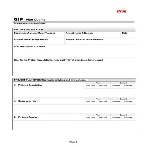 Qip Team Plan Results Form Itron Pdf