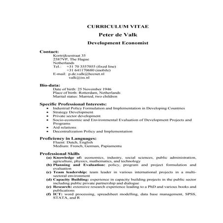 CV PeterdeValk 2016 | PDF