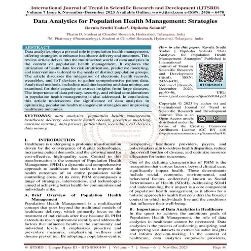 Data Analytics for Population Health Management Strategies | PDF