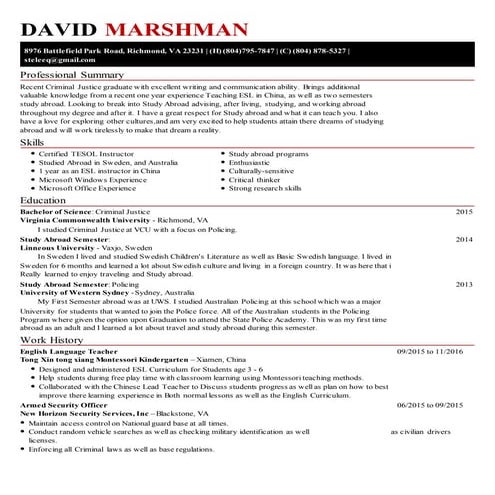 H831 Hinman CBP Resume resume | DOC