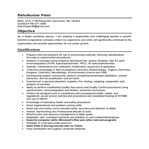 Rahul Patel technician | DOCX