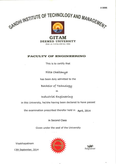 BE in Mechanical Engineering Degree Certificate | PDF