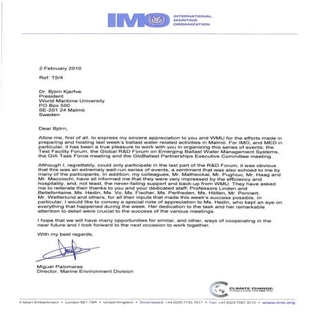 100202 Letter Director, Marine Division Ballast Water Forum | PDF