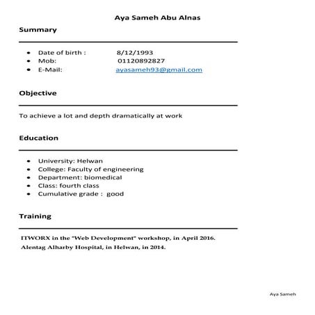 Aya's CV | PDF