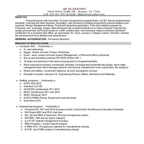 Resume of Eng.Ali