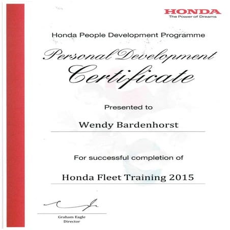 Fleet Certificate Honda | PDF