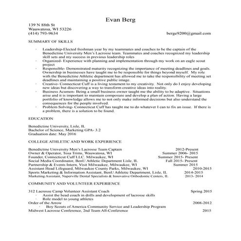 Evan Berg Resumé Final | DOC