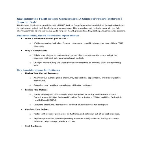 Navigating the FEHB Retiree Open Season: A Guide for Federal Retirees ...