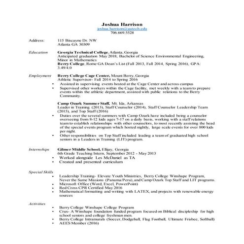 Joshua Harrison Resume | DOCX