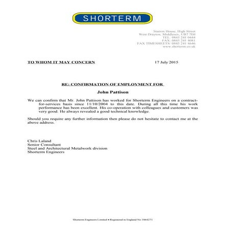 Confirmation Employment Letter | DOC