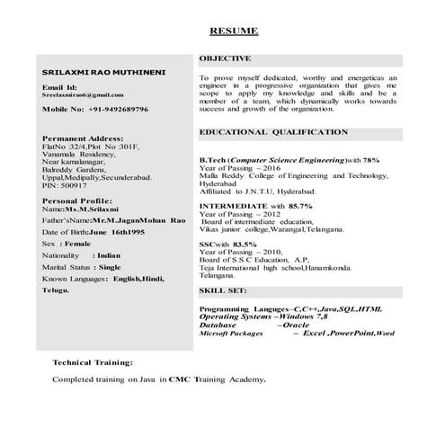 laxmi resume | DOCX