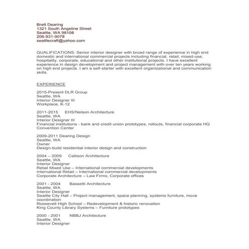 BRETT DEARING RESUME July 2015 | PDF