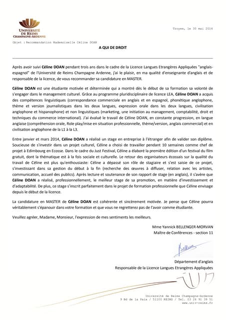 Lettre de recommandation - just Festival | PDF