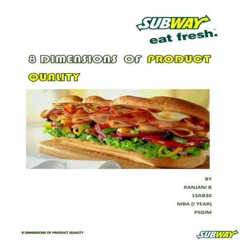 8 dimensions of product quality - Subway | PDF