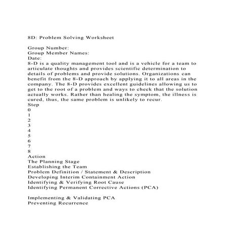 8D Problem Solving WorksheetGroup NumberGroup Member Nam.docx