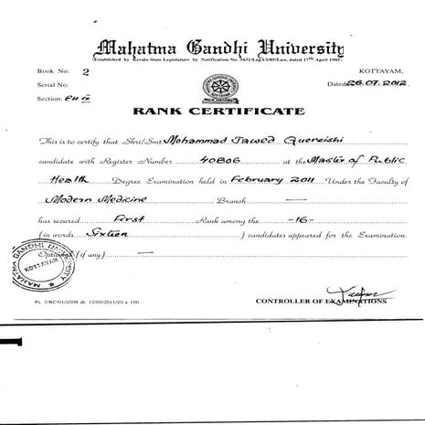 Rank Certificate MPH | PDF