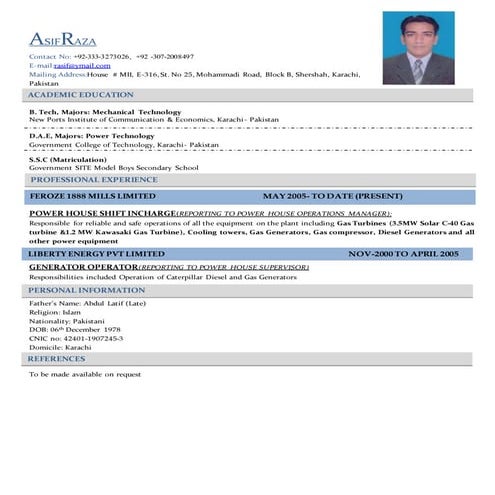 ASIF RAZA CV | PDF