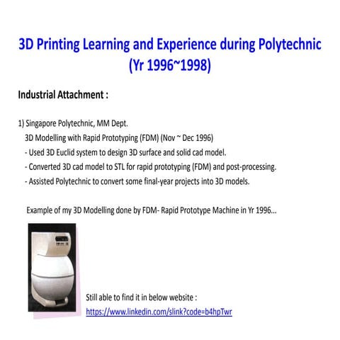 3D Printing Learning and Experience during Polytechnic | PDF