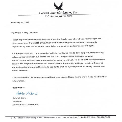 carrier coach ref letter | PDF