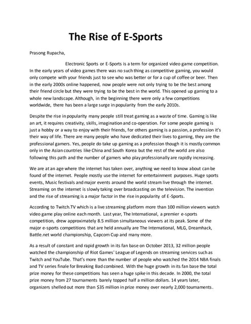 E-Sports Presentation | PPT