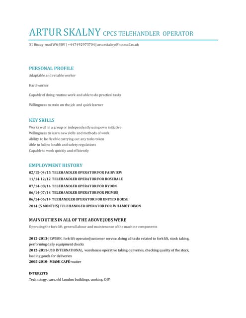 CPCS A17 Telehandler Theory Test Answers | PDF