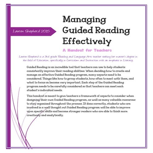 Creating an Effective Independent Reading Program | PPTX