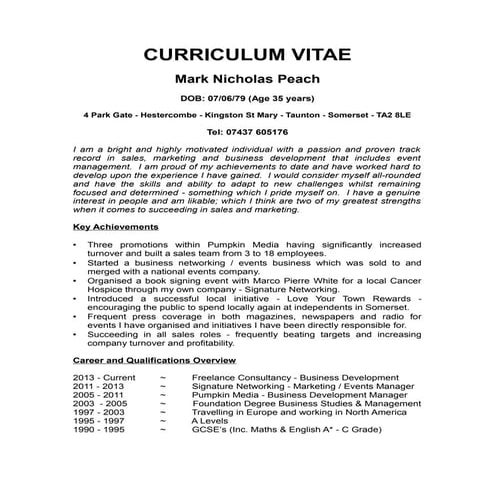 Mark Peach - CV | DOC