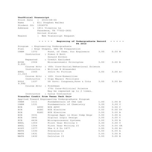 Unofficial Transcript | DOCX