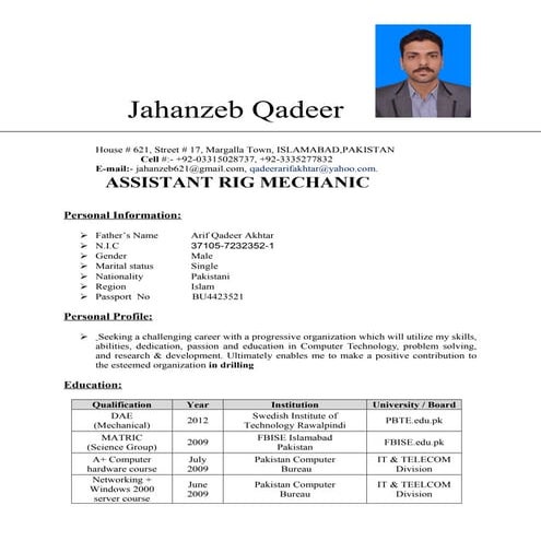 JAHANZEB QADEER - CV | PDF