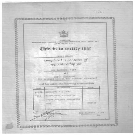 APPRENTICESHIP CERTIFICATE FARAI | PDF
