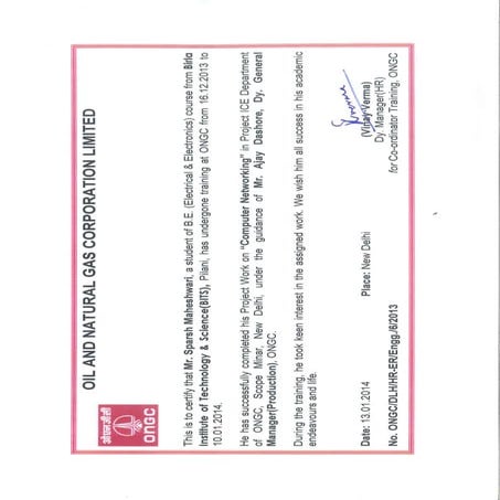 ONGC-Certificate | PDF