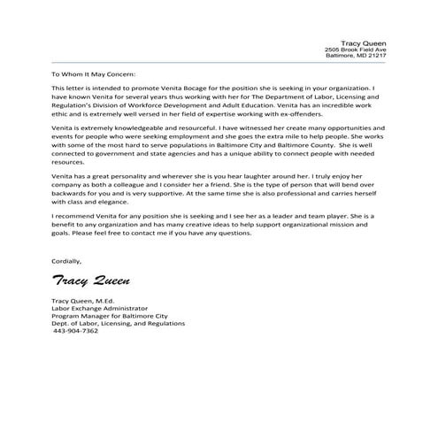 From Tracy Queen | DOC