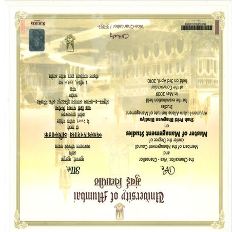 MBA Convocation Certificate | PPT