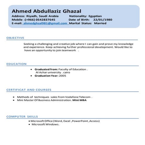 MY CV KSA | PDF