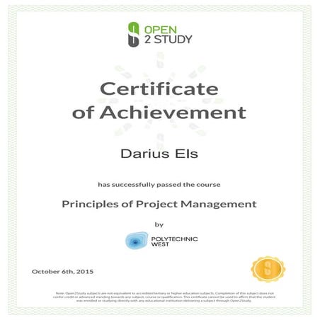 Principles of Project Management Certificate | PDF