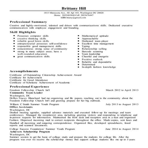 Brandon Underwood 2016 Resume | PDF
