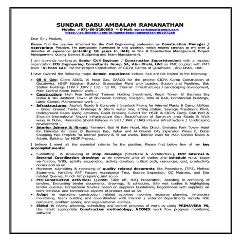 Cover Letter wih summary | DOCX